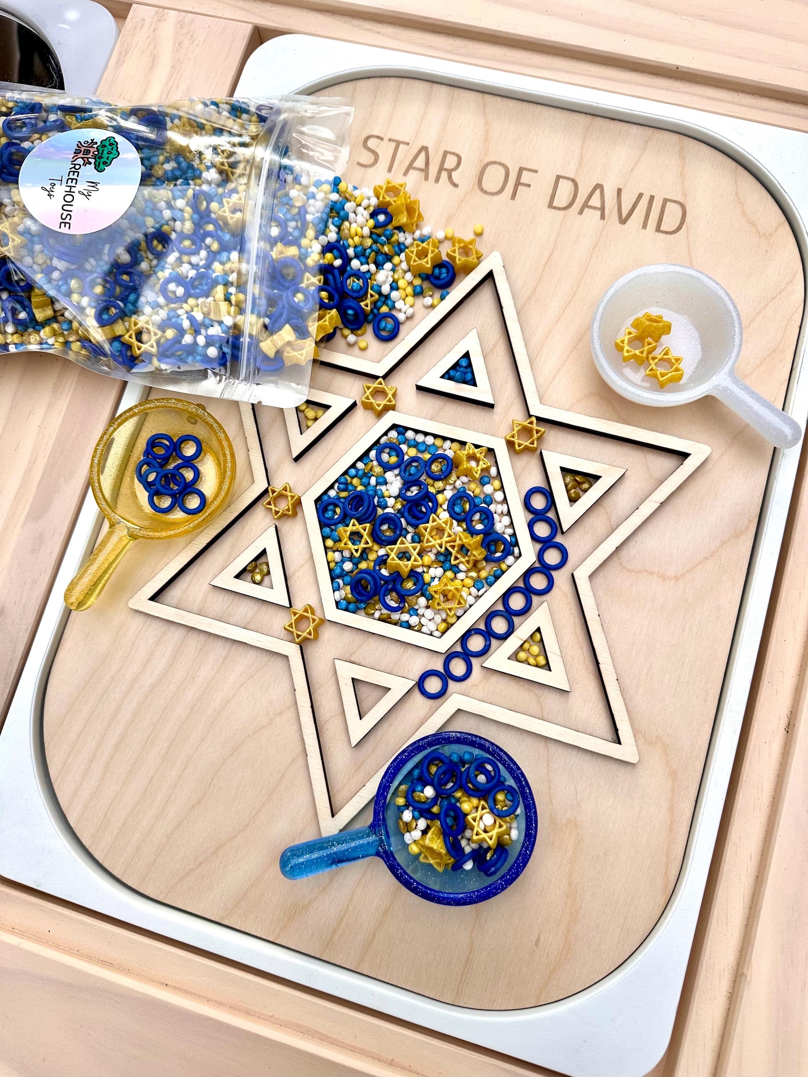 Star of David Sensory Bin Set | Hanukkah Flisat Insert | Jewish Holiday ...