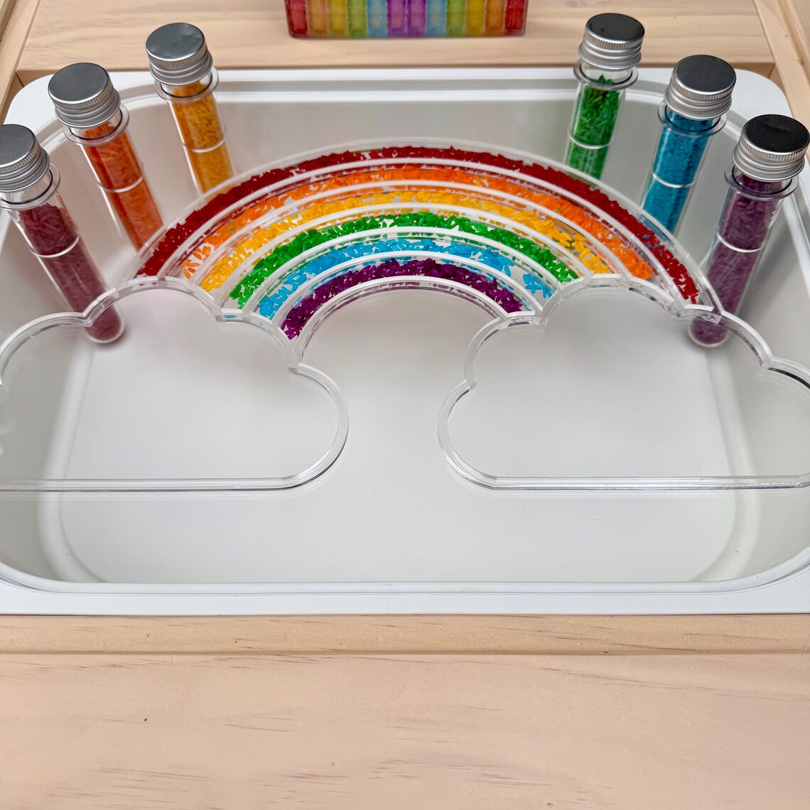 Rainbow Flisat Sensory Insert | Montessori Play | Rice Fill in | Write ...