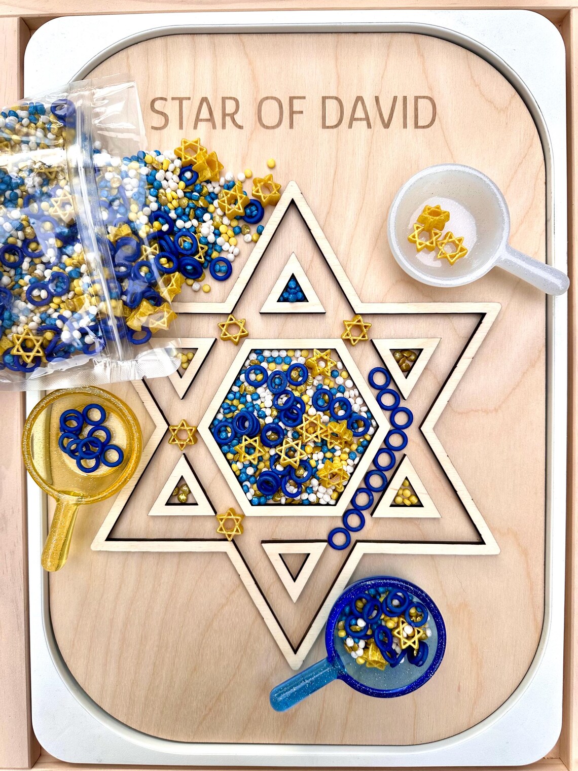Star of David Sensory Bin Set | Hanukkah Flisat Insert | Jewish Holiday ...