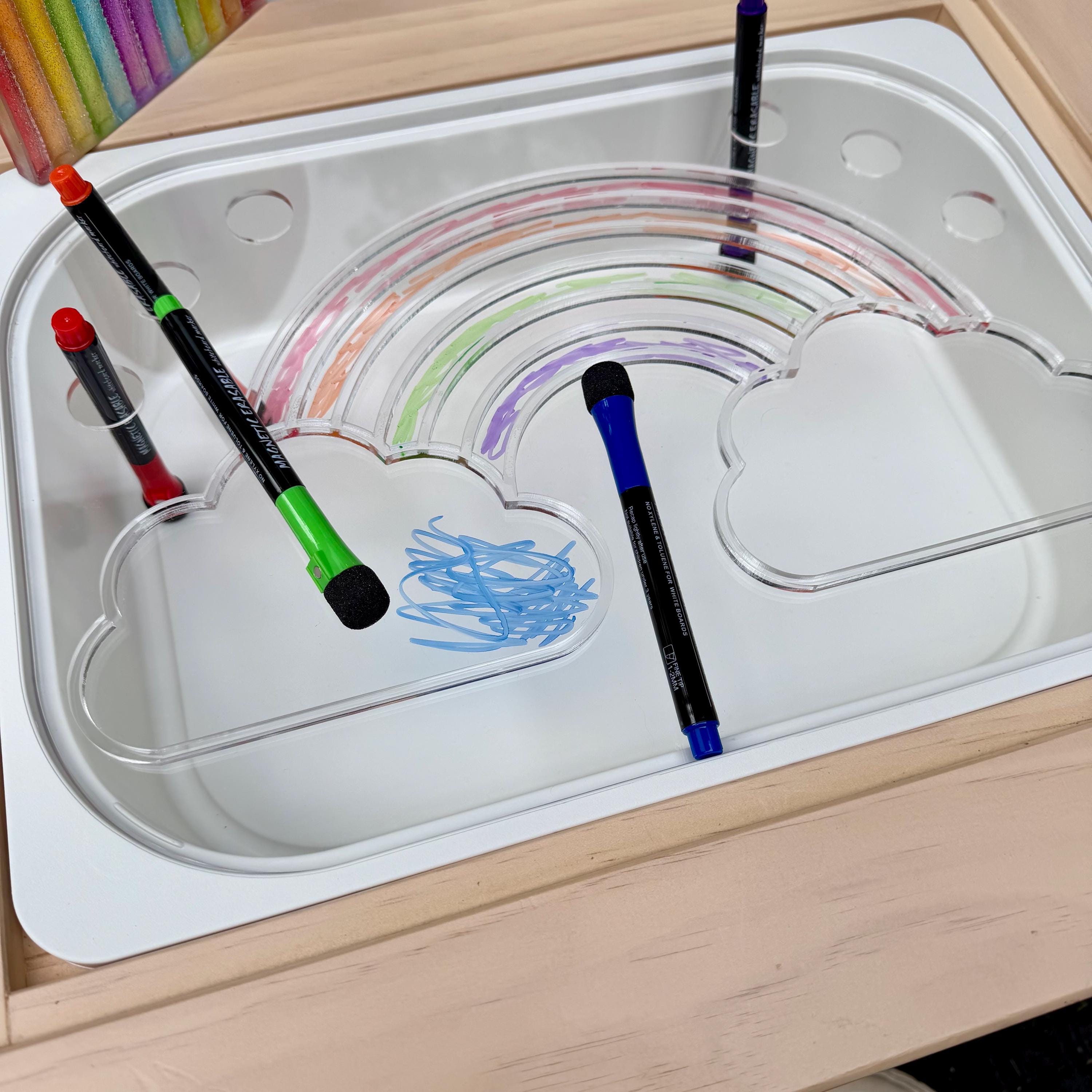 Rainbow Flisat Sensory Insert | Montessori Play | Rice Fill in | Write ...