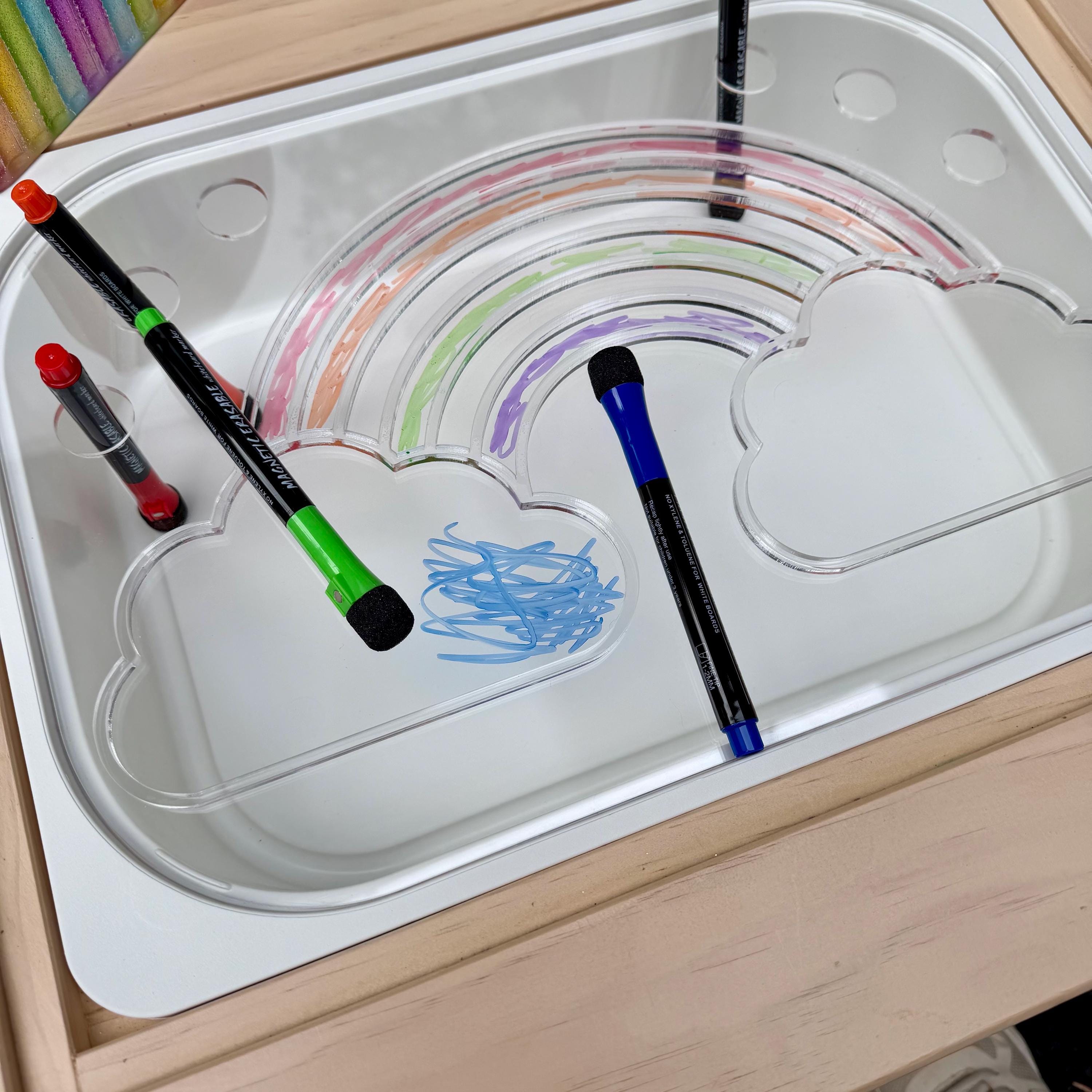 Rainbow Flisat Sensory Insert | Montessori Play | Rice Fill in | Write ...