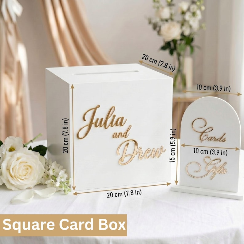 Personalised Wedding Card Box, Keepsake Memory Box, Custom Names, Boho ...