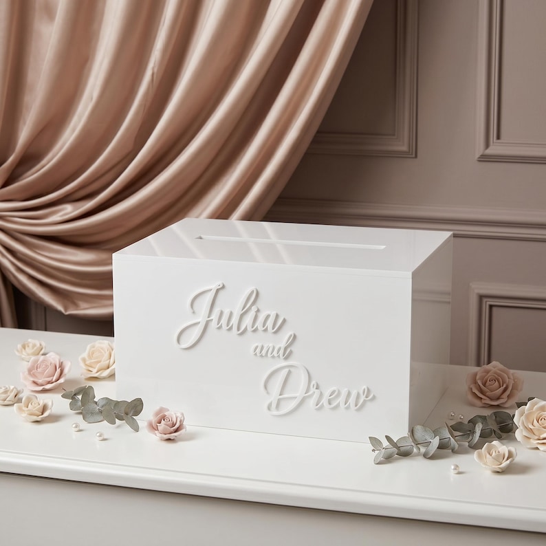 Personalised Wedding Card Box, Keepsake Memory Box, Custom Names, Boho ...