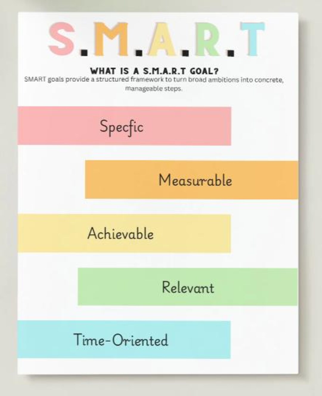 SMART Goals Worksheet Printable | Goal Setting Workbook | Color + Black ...