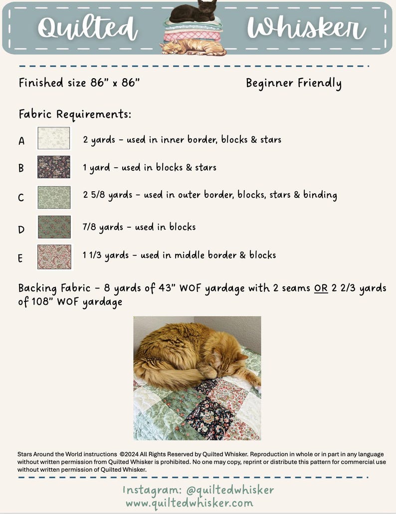 Stars Around the World Quilt Pattern | Digital PDF Easy Beginner ...