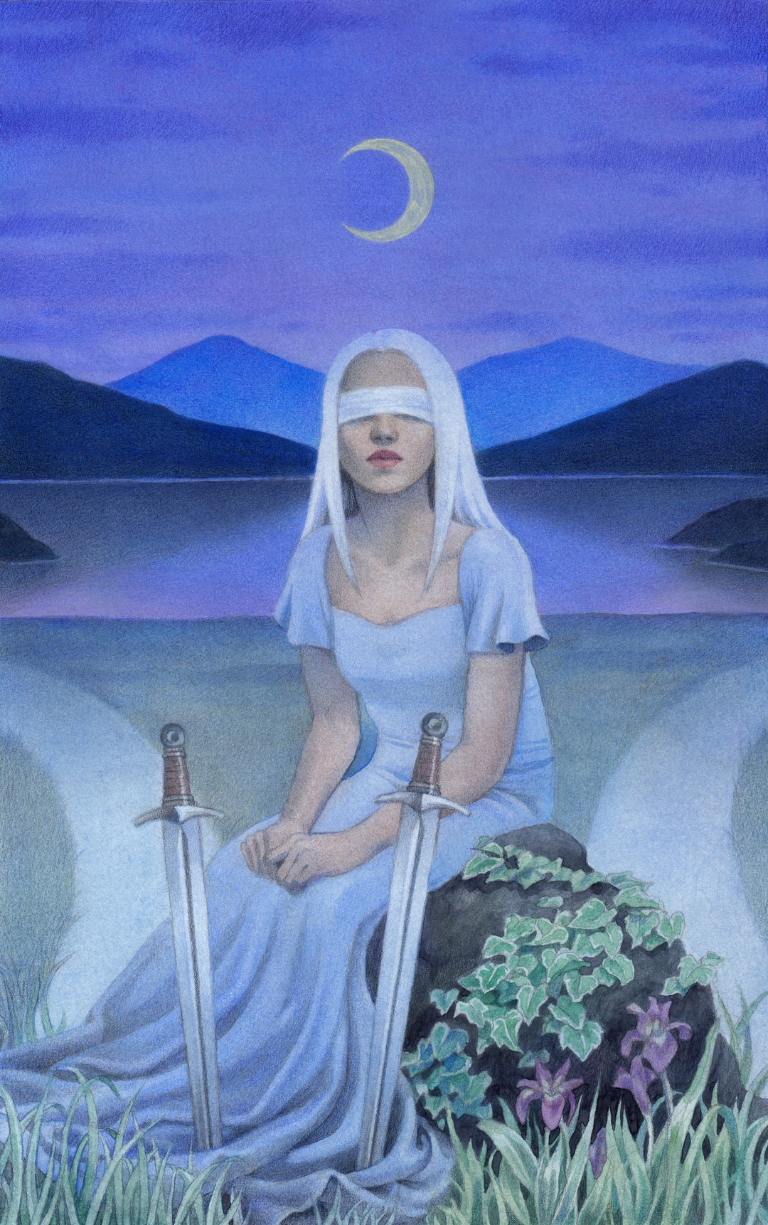 Two of Swords Original Painting Tarot Art - Etsy