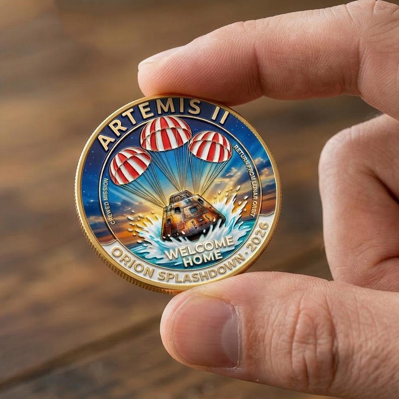 Orion Spacecraft Splashdown Artemis II Coin, Space Exploration Gift ...