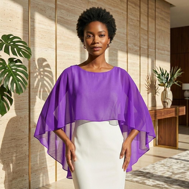 Elegant Chiffon Bridal Bolero | Soft Wedding Shawl Wrap Evening Shrug ...