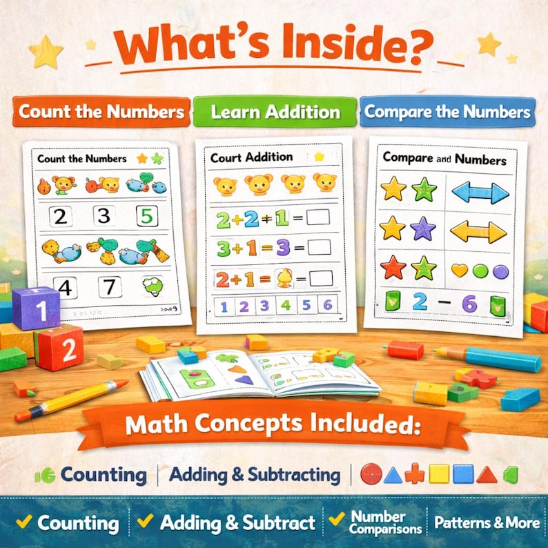 Early Math Mastery Workbook, Preschool Learning Bundle Module 6 ...