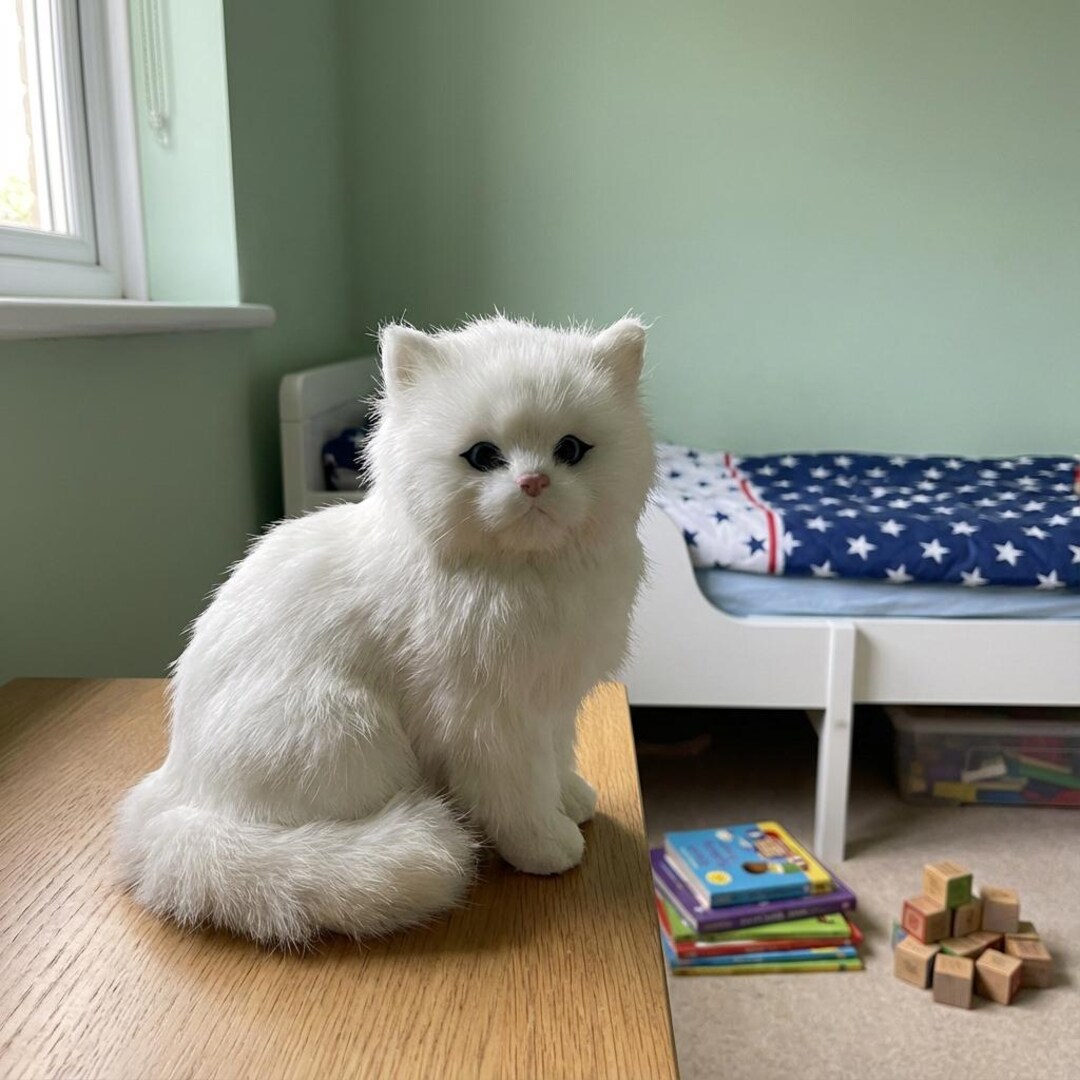 Small White Plush Cat, Soft Stuffed Animal for Kids, Nursery Decor ...