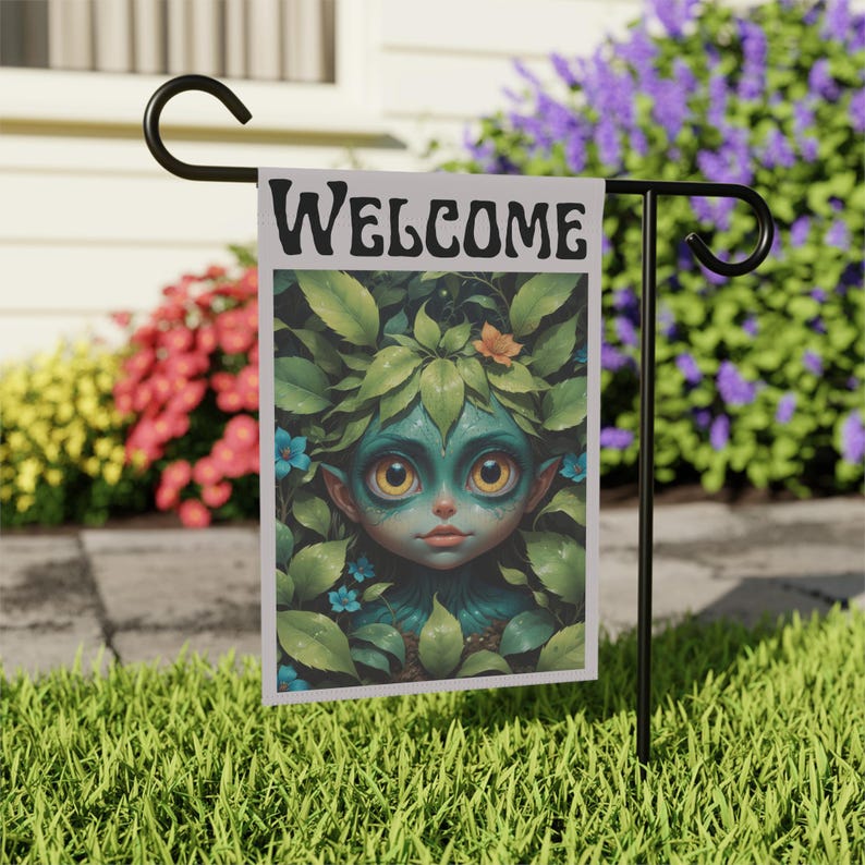 Enchanted Garden Sprite Welcome Flag, Mystical Fairy Yard Decor, Art ...