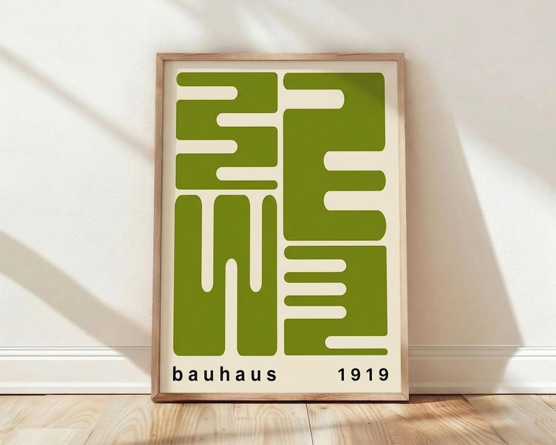 Bauhaus 1919 Poster, Green Geometric Print, Abstract Exhibition Wall ...