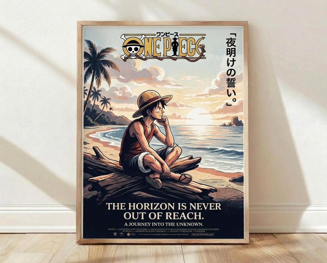 Monkey D Luffy One Piece Anime, Vintage Retro Beach Sunset, Home Decor ...