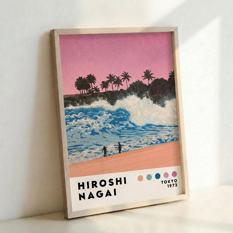 Hiroshi Nagai Print, City Pop Poster, Retro Beach Wall Art, Tokyo 1973 ...