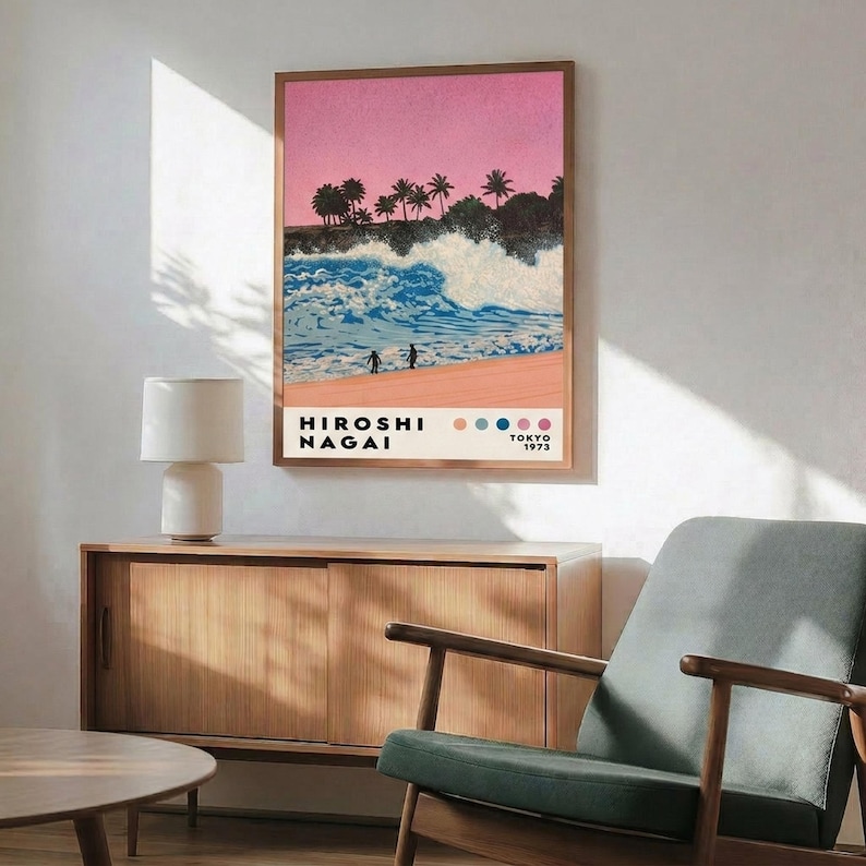 Hiroshi Nagai Print, City Pop Poster, Retro Beach Wall Art, Tokyo 1973 ...