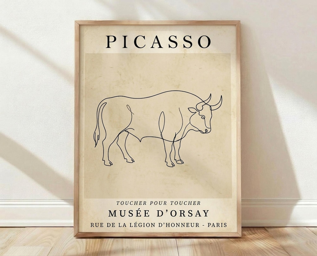 Pablo Picasso the Bull Line Drawing Wall Art Print Musee Dorsay Poster ...
