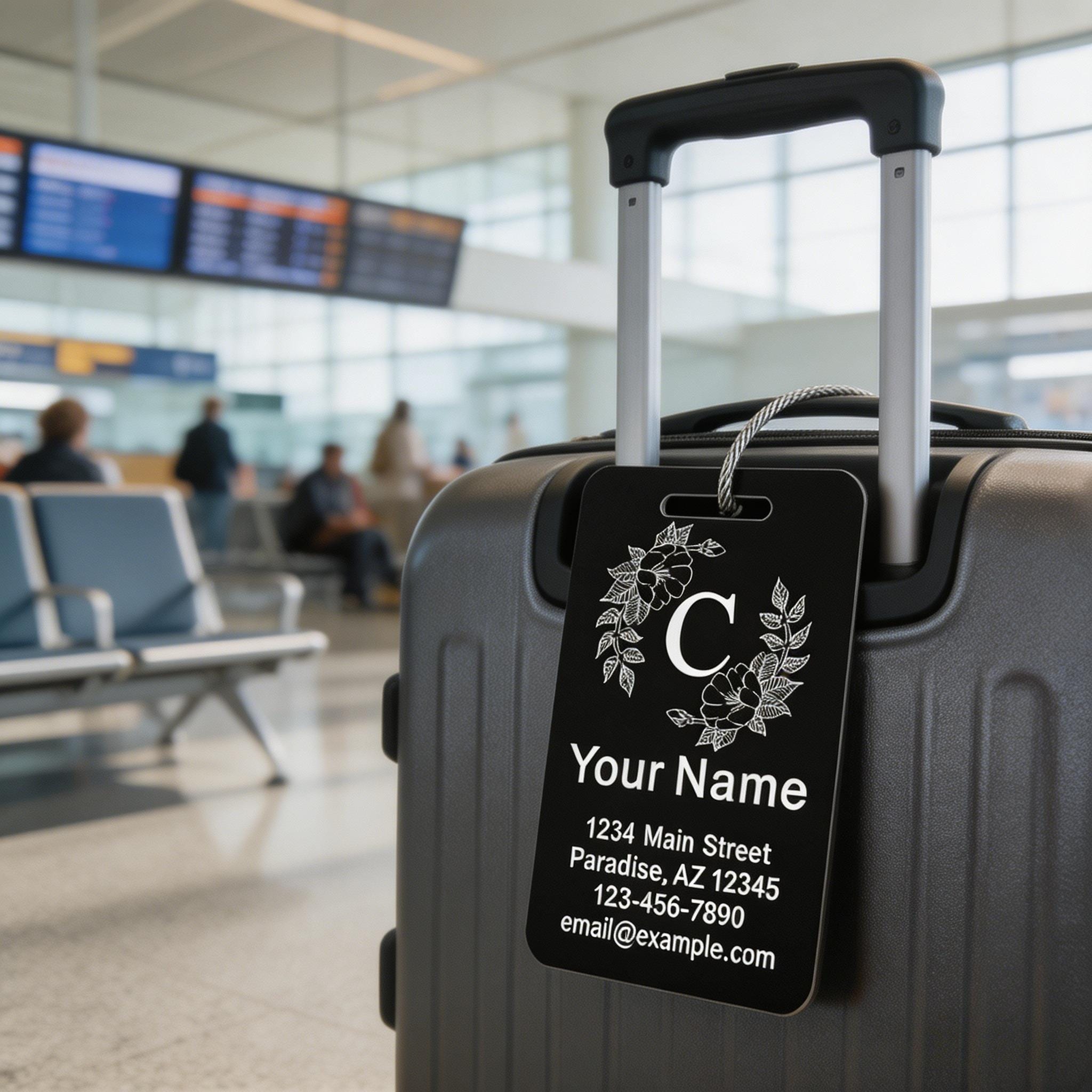 Personalized Metal Luggage Tag Custom Engraved Suitcase Tag, Stainless ...