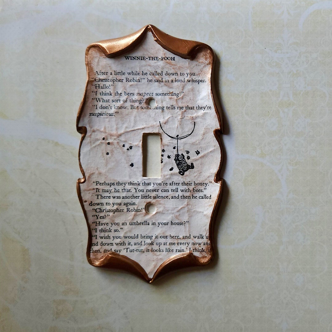 Winnie the Pooh Balloon Decoupage Book Page Light Switch Cover - Etsy