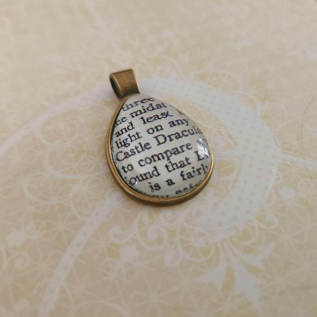 Dracula Book Page Pendant Necklace Keychain - Etsy