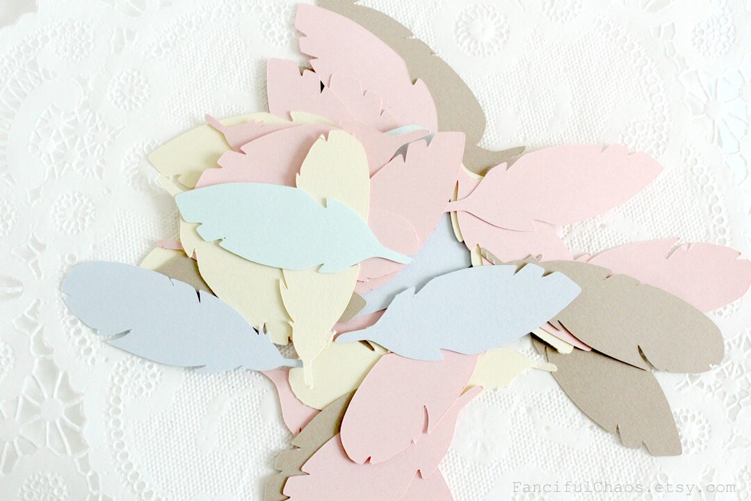 50 Feather Die Cuts Punches Cardstock 2.5X7/8 Inch Boho Tribal ...