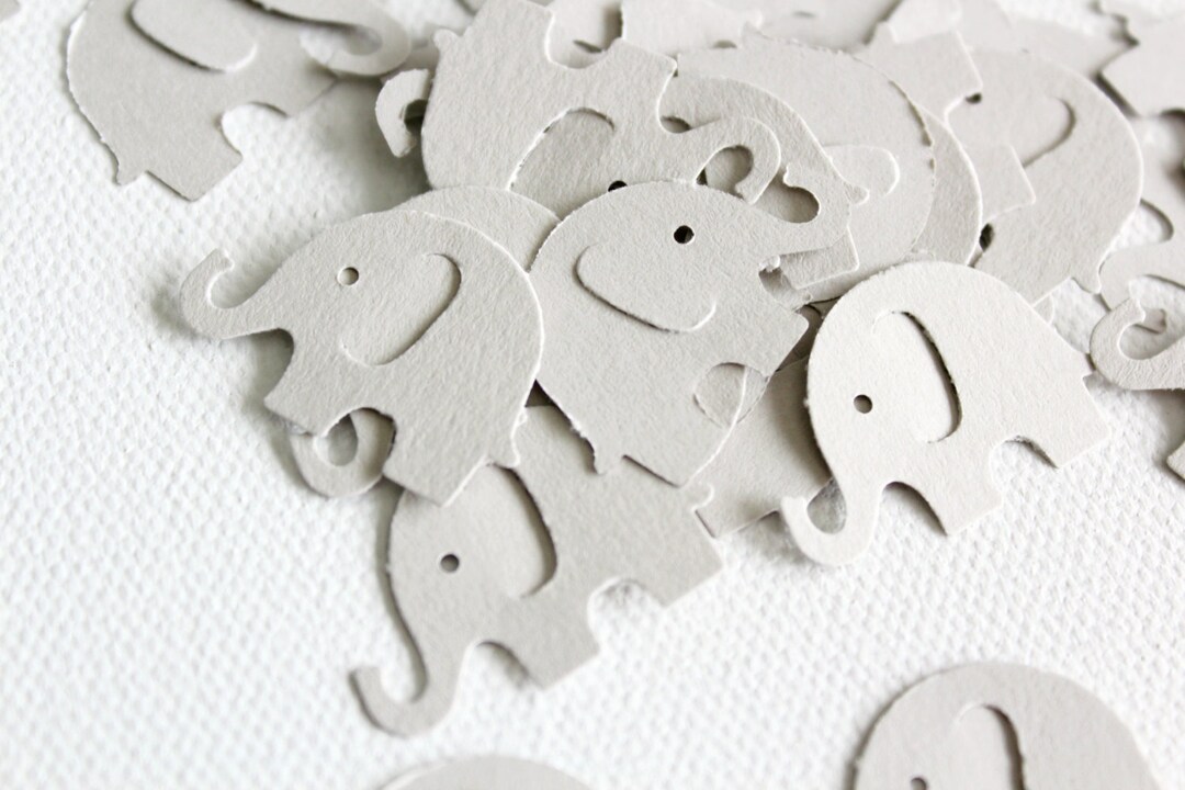 100 Light Grey Baby Elephant Die Cuts Punches Cardstock 1 Inch ...