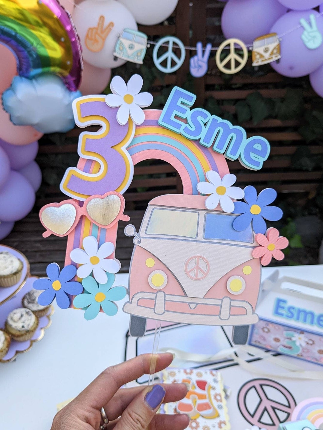 Groovy One Cake Topper, First Birthday, 1st Birthday, Custom Name ...