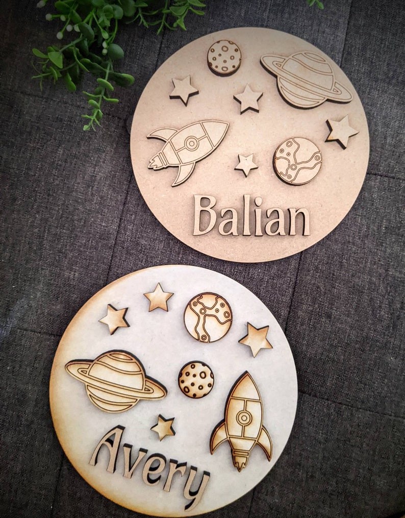 Space Rocket Planet Stars Kids DIY Craft Kit Wood Paint | Etsy