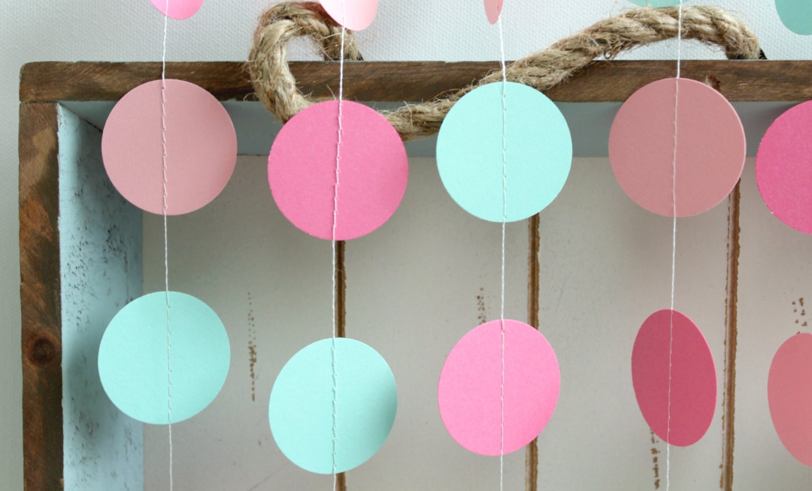 Mint Green Light Pink Dark Pink 12 Ft Circle Paper Garland | Etsy