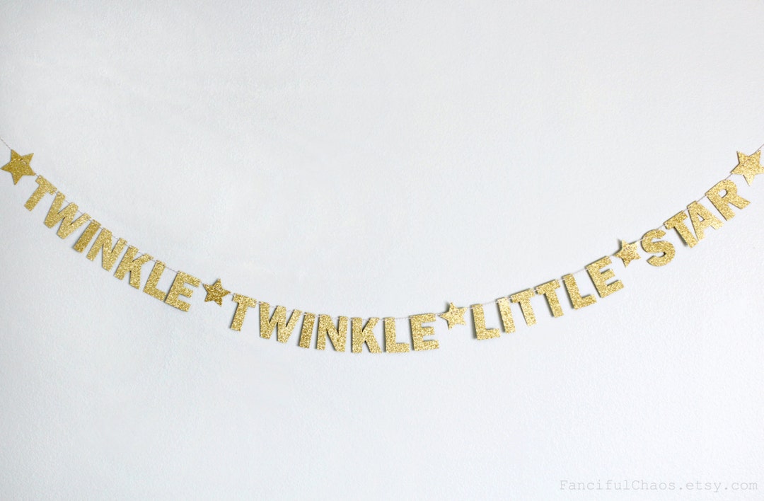 Twinkle Little Star Gold Glitter Paper Banner Garland - Etsy