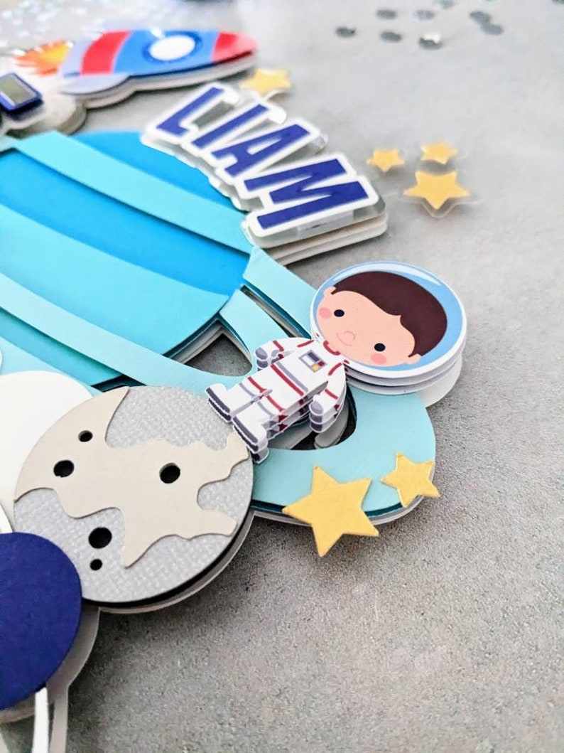 Outer Space Astronaut Cake Topper Birthday Party Decor Reach - Etsy
