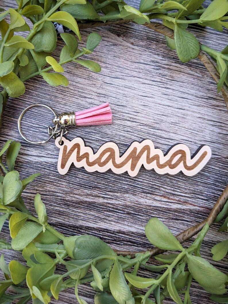 Mama Keychain Personalized Gift Engraved Wood Keychains - Etsy