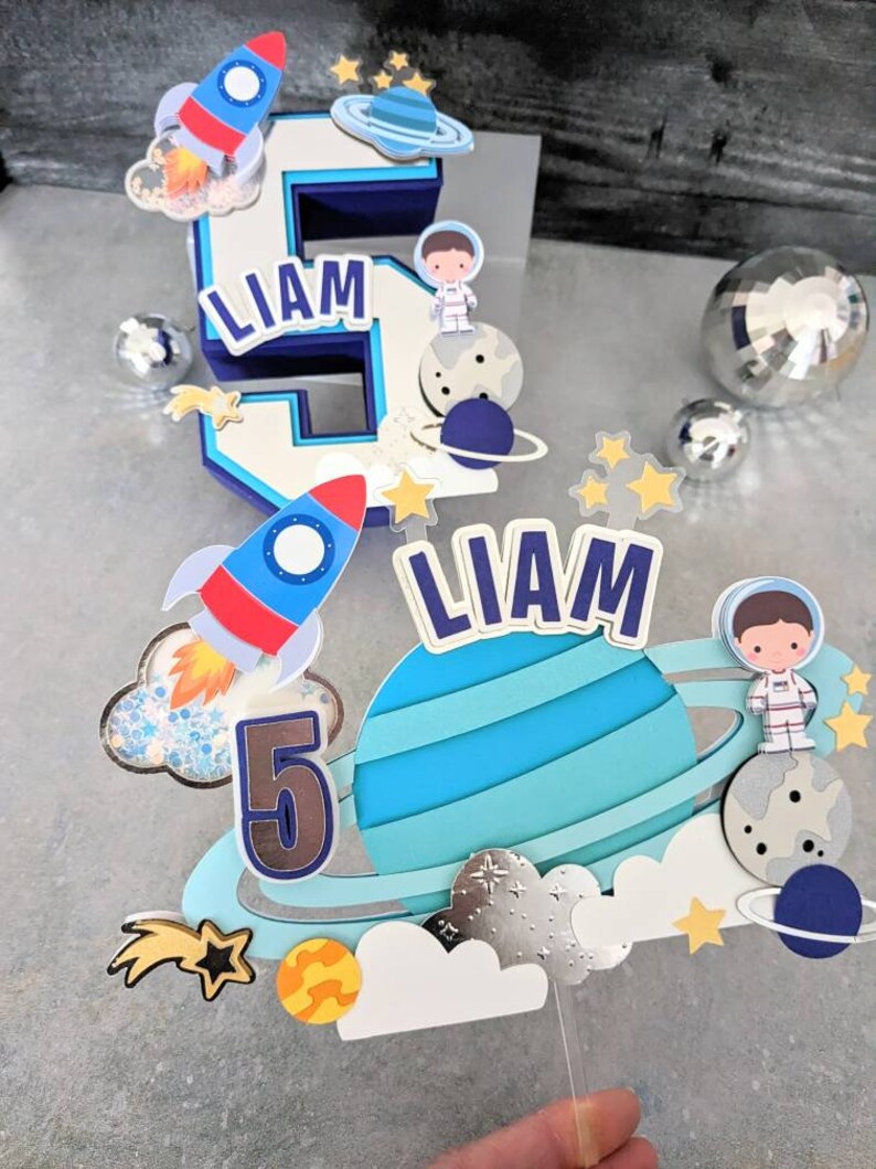 Outer Space Astronaut Cake Topper Birthday Party Decor Reach - Etsy