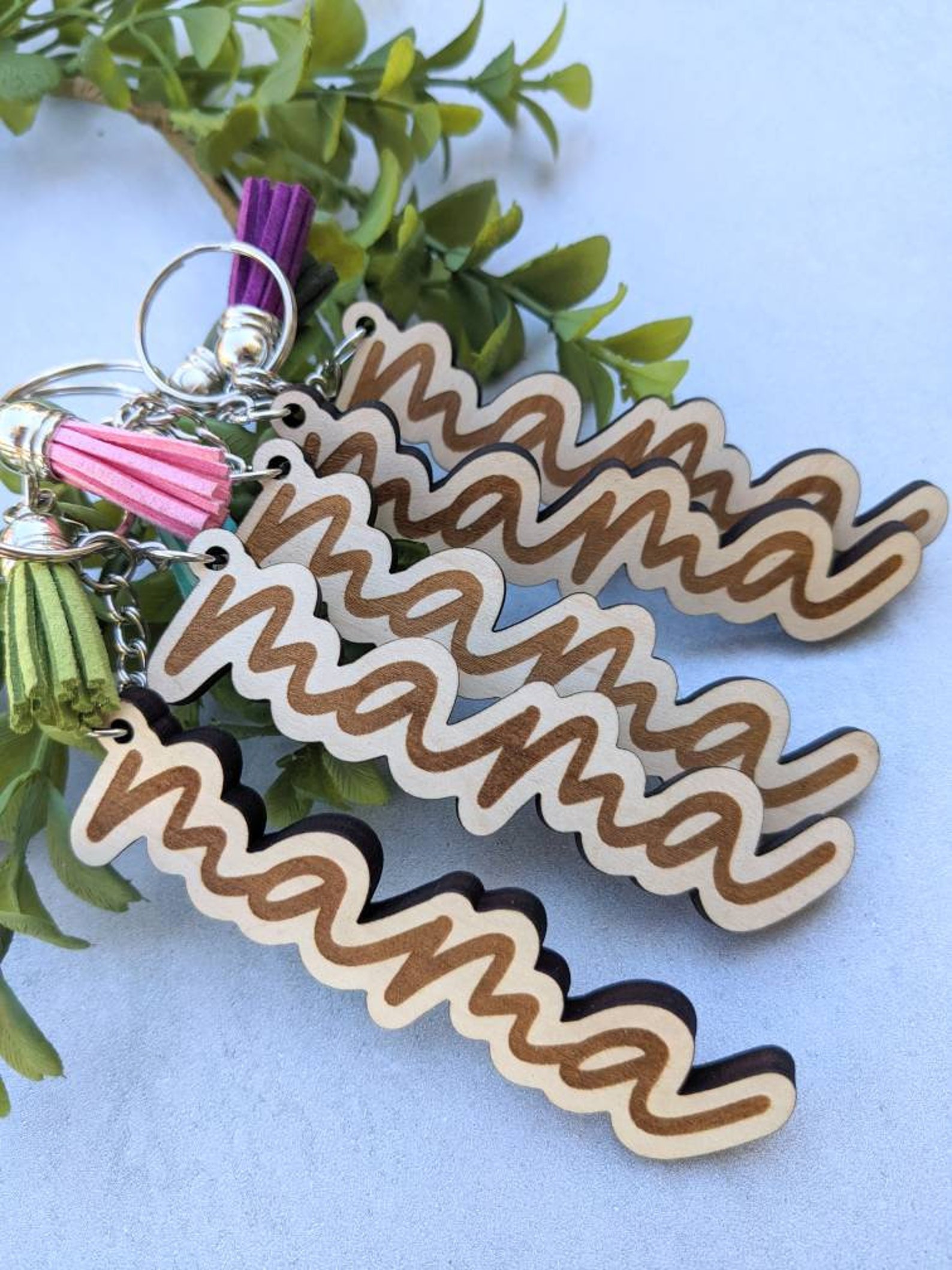 Mama Keychain Personalized Gift Engraved Wood Keychains - Etsy