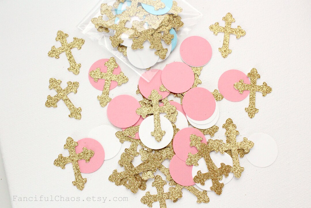 Baptism Circle Cross Confetti Die Cuts Embellishment, Party Table ...