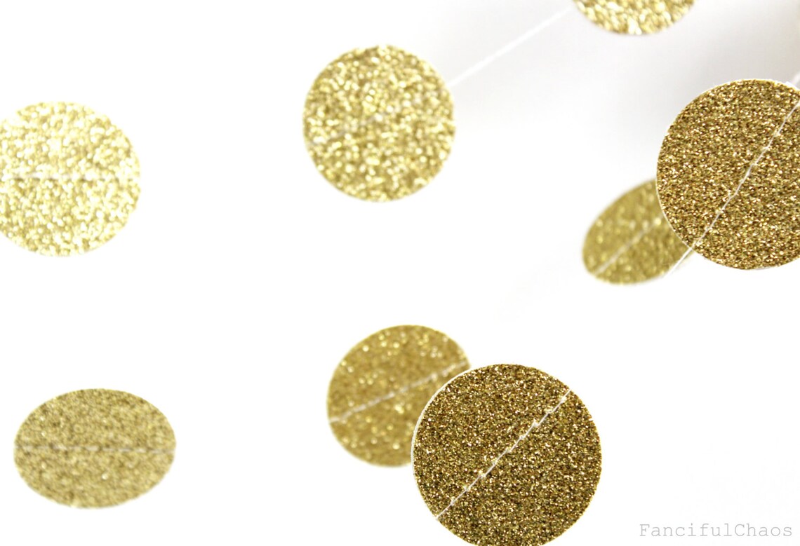 Gold Glitter 10 Ft Circle Paper Garland Wedding Birthday - Etsy