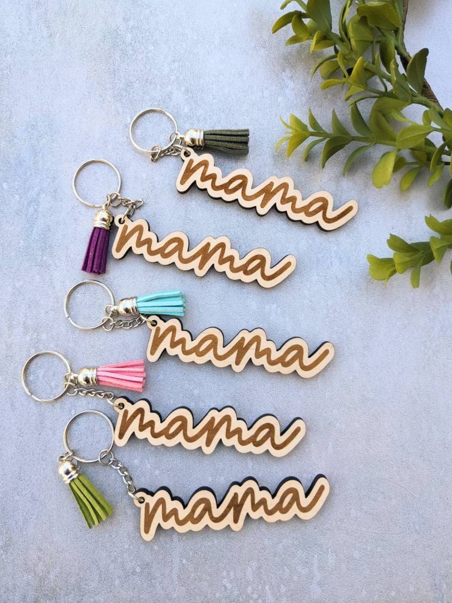 Mama Keychain Personalized Gift Engraved Wood Keychains - Etsy