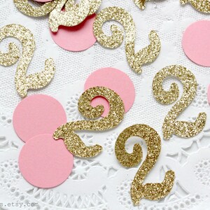 50 Gold Glitter Number One Pink Circle Confetti Die Cuts Cardstock 1.5 ...