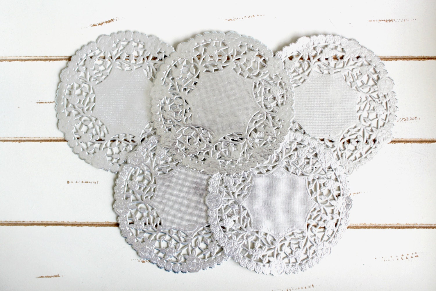 50 Metallic Shine Silver Paper Doily Doilies 4 Inch | Etsy