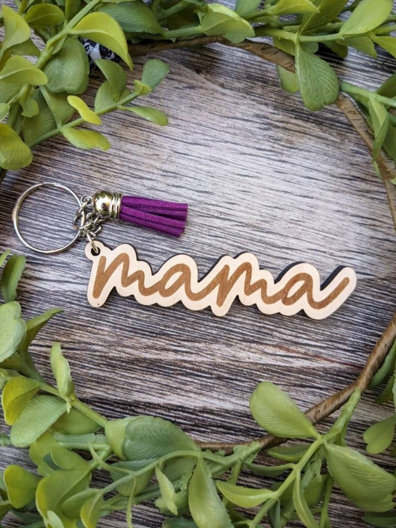 Mama Keychain Personalized Gift Engraved Wood Keychains - Etsy