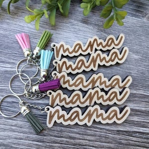 Mama Keychain, Personalized Gift, Engraved Wood Keychains, Mommy Gifts ...