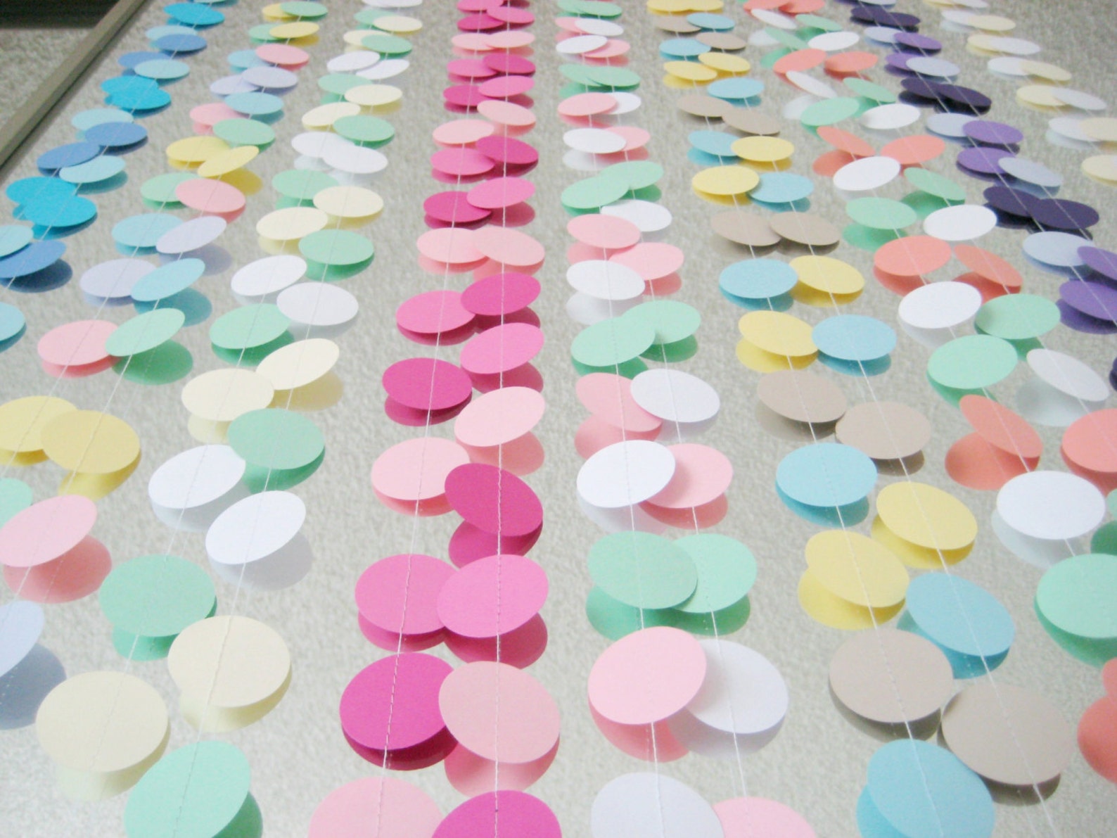 Mint Green Light Pink Dark Pink 12 Ft Circle Paper Garland - Etsy