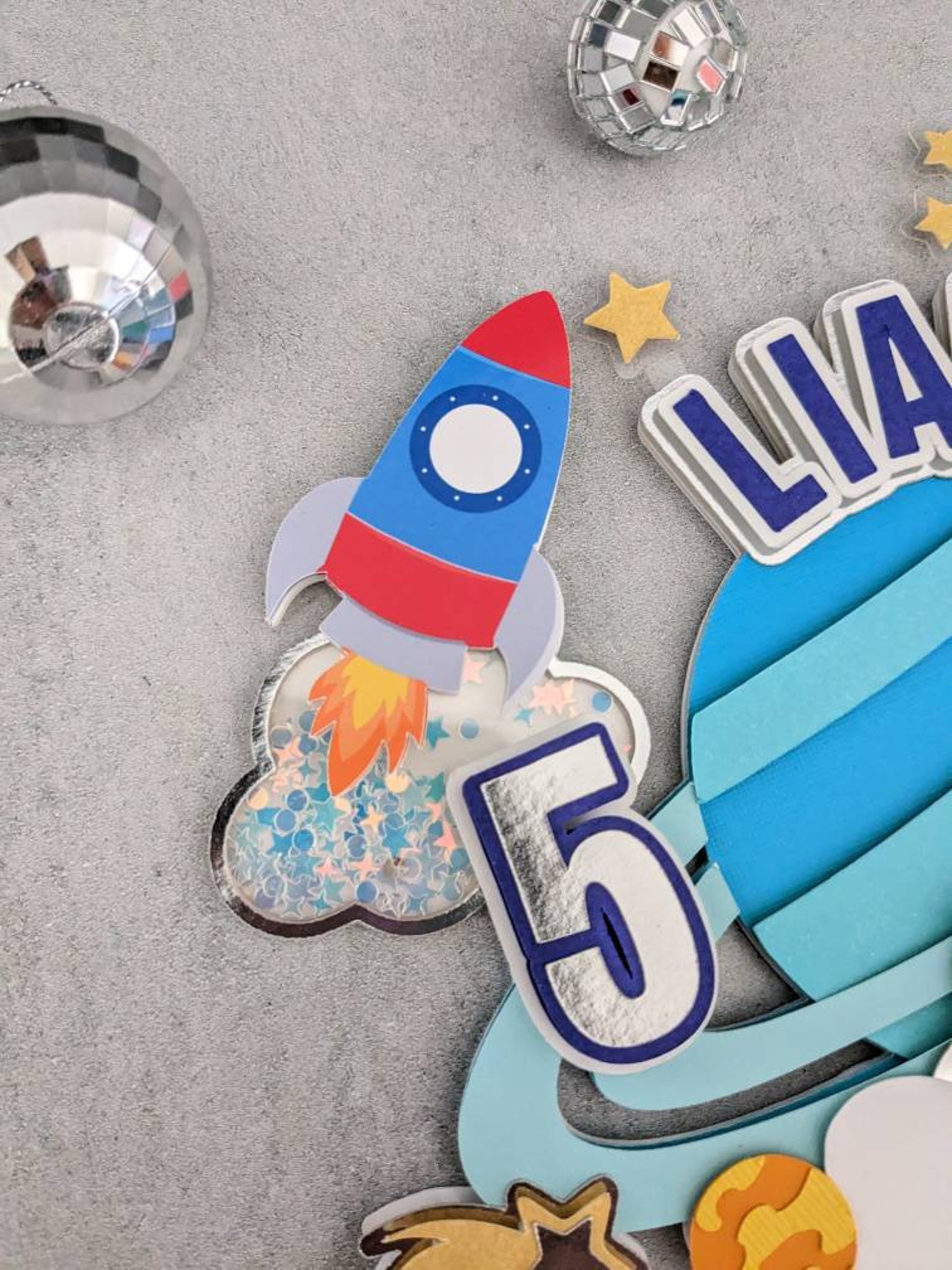 Outer Space Astronaut Cake Topper Birthday Party Decor Reach - Etsy