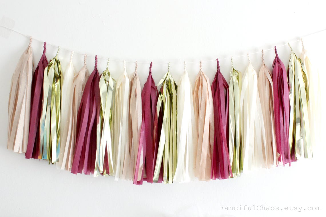 Maroon Burgundy Cream Beige Gold Tissue Paper Tassel - Etsy