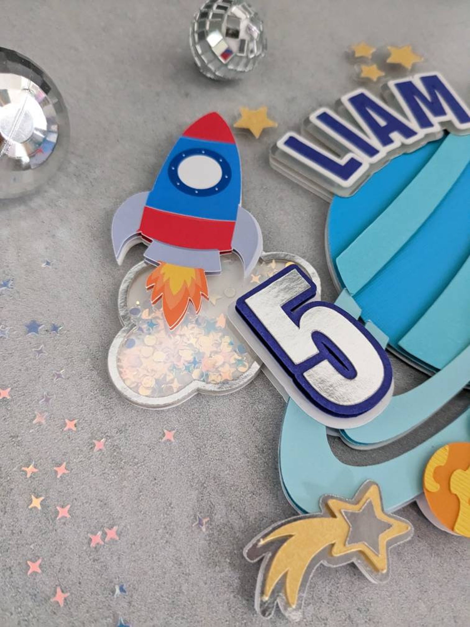 Outer Space Astronaut Cake Topper Birthday Party Decor Reach - Etsy