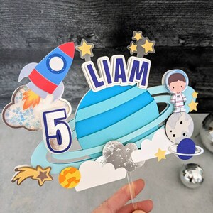 Outer Space Astronaut Cake Topper Birthday Party Decor, Reach Four the ...