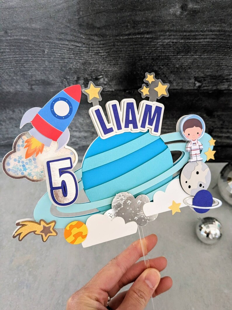 Outer Space Astronaut Cake Topper Birthday Party Decor Reach - Etsy