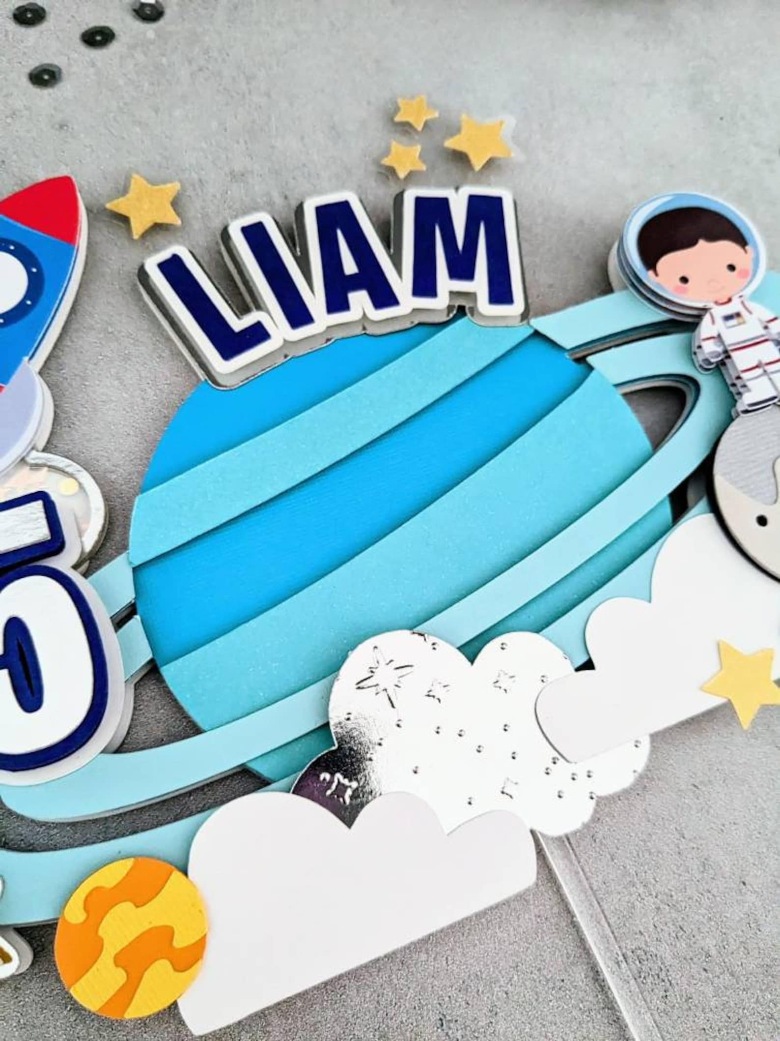 Outer Space Astronaut Cake Topper Birthday Party Decor Reach - Etsy