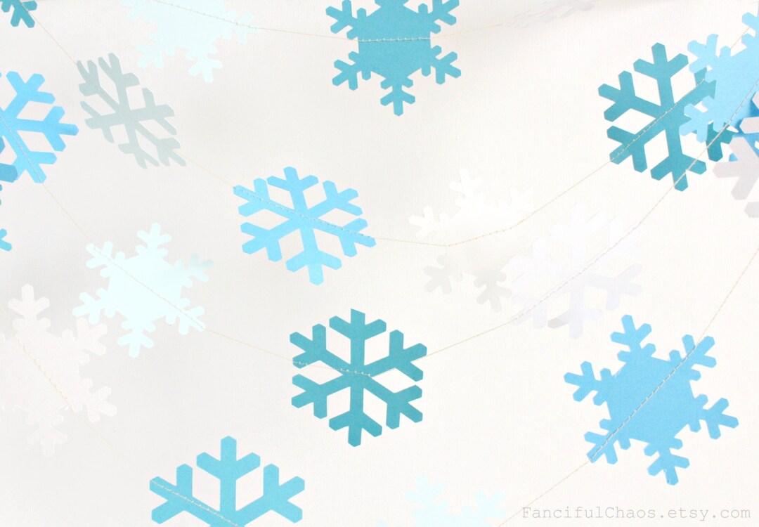 Winter Blue & White Snowflake 10 Ft Paper Garland Wedding, Birthday ...