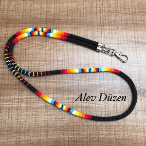 Beaded Lanyard: Native American Style Seed Bead Badge Holder - Etsy