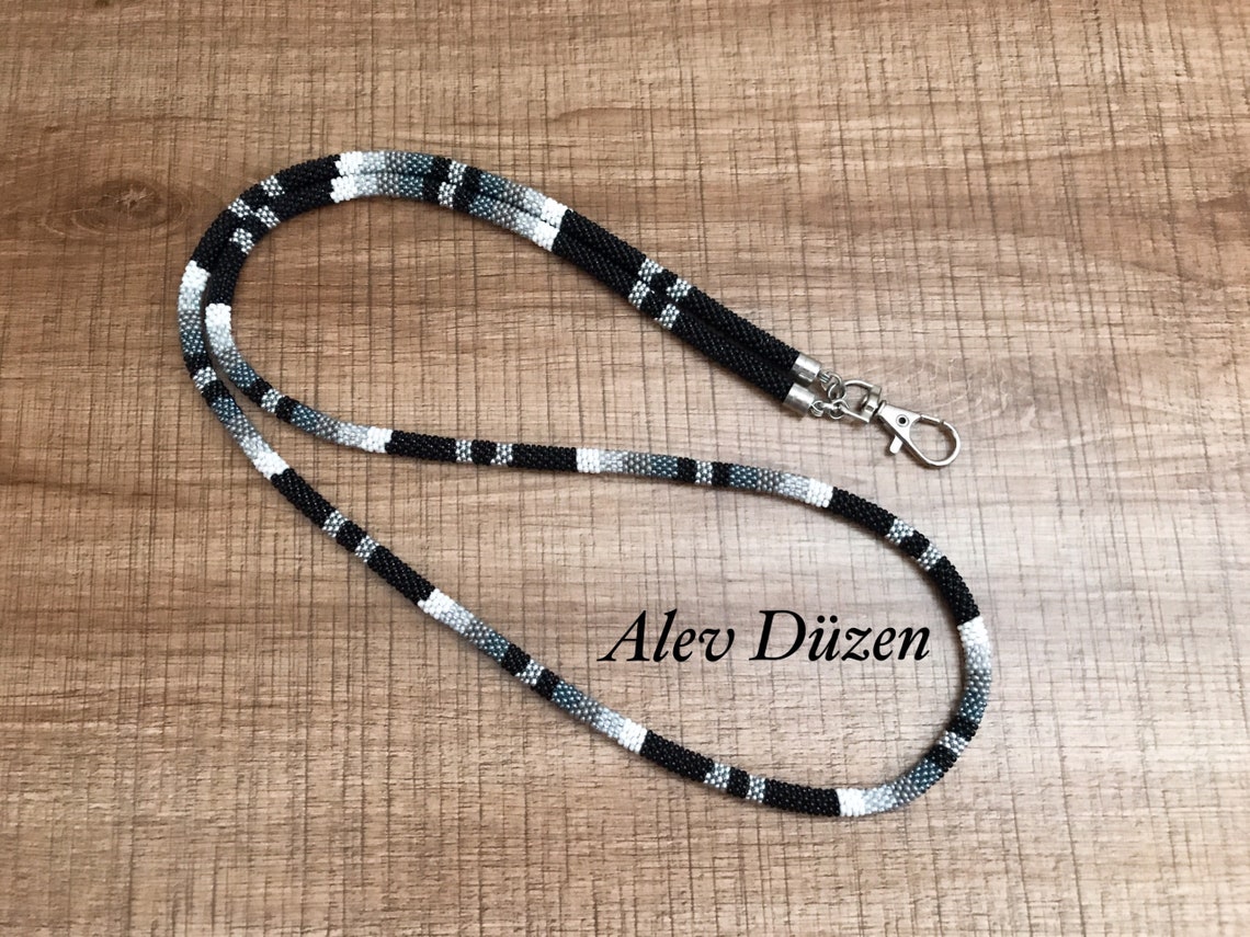 Native American Style Lanyard Beaded Badge Holder Beaded - Etsy